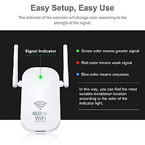 WiFi Extender, WiFi Extenders Signal Booster for Home WiFi Booster WiFi Repeater WiFi Range Extender Signal Booster up to 8000sq.ft, Wireless Internet Repeater 1200Mbps, Dual Band 2.4GHz/5GHz (1)