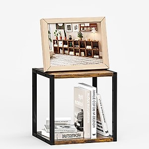 QIALINO Storage Cube with Wheels Can be Connected in Pairs, Single Storage Shelve Suitable for Closet Shelves, Corner Shelf, Bookcase, Display Shelf (Rustic Brown, 10.39 * 10.39"-2 Boards)