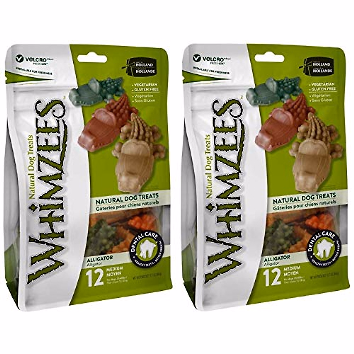 Whimzees 24 Count Medium Alligator Chews, Gluten Free Natural Dog Treats2