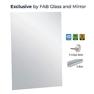 Fab Glass and Mirror Full Length Mirror 1/4" Thick Frameless Activity Mirror for Gym and Dance Studio Mirrors, Vanity Mirror - Flat Edge Standard Mirrors, 48" x 72"