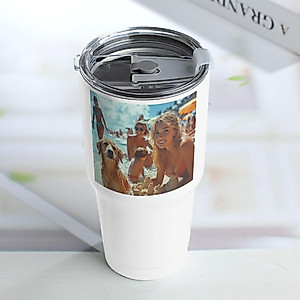 Custom Tumbler 30oz Print in USA Personalized Photo Text Name Logo Stainless Steel Coffee Cup with Lid Personalized Gifts for Birthday Anniversary Couples Friends Families Office