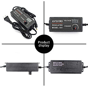 3-24V 2A Adjustable Power Adapter, Yetaida 48W Universal Switching Variable Power Supply 100-240V AC to DC 5V 6V 9V 12V 15V 18V 19V 20V for LCD Monitors, LCD TVs, LED Strip Lights, Routers