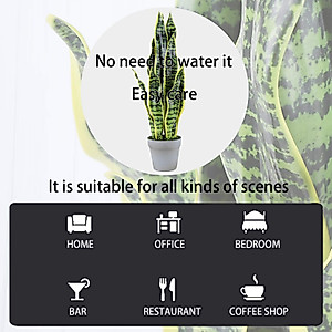 Artificial Snake Plant Faux Sansevieria 26 Inch Feaux Plastic Greenery Agave Potted Plants for Home Office Garden Decoration