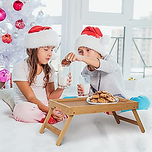 Artmeer Bed Tray Table with Folding Legs,Bamboo Breakfast in Bed for TV Table, Laptop Computer Tray,Eating,Snack Tray Beige 2 Pack(Beige)