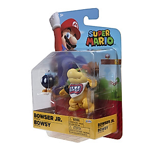 Super Mario Bowser Jr. 4-Inch Action Figure with Bob-Omb Accessory, Poseable Articulated Collectible Toys, Perfect for Kids & Collectors Alike! for Ages 3+