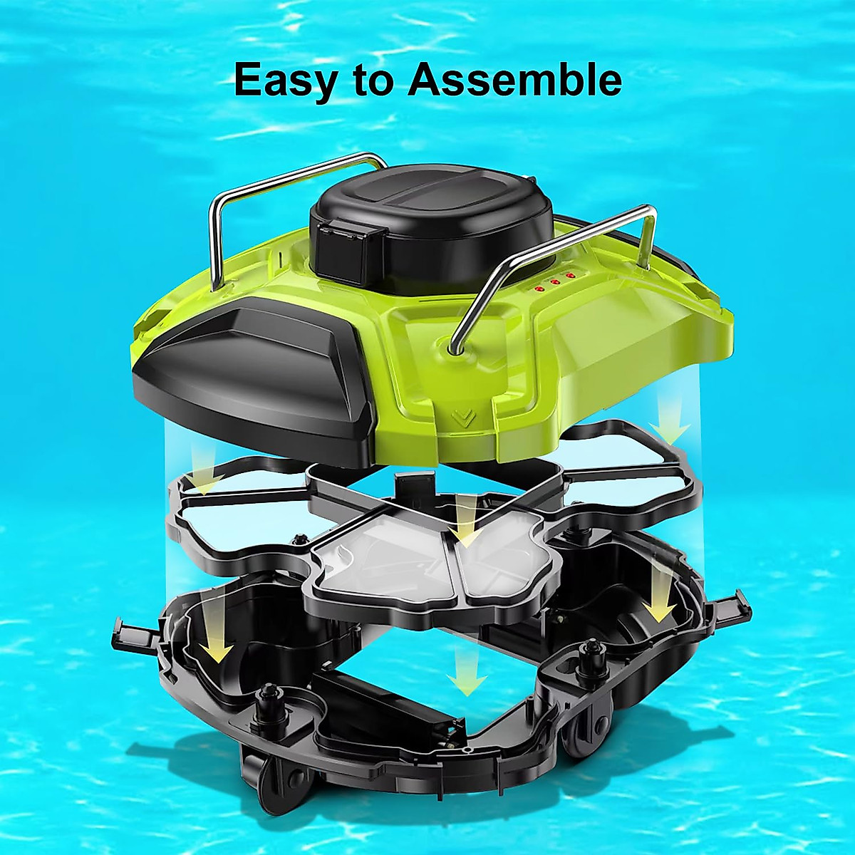 Launs Cordless Robotic Pool Cleaner, Automatic Pool Vacuum, Dual-Motor, IPX8 Waterproof, with 110 Mins Maximum Runtime, Self-Parking, Pool Vacuum for Above (Green)