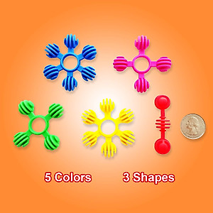 Skoolzy Rainbow Star Flex Building Toys 90 Piece Jumbo Set, STEM Building Blocks for Kids Ages 4-8, Tinker Toys for Classroom Bins