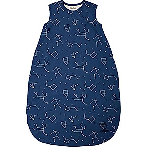 Woolino Merino Wool Baby Sleep Sack - 4 Season Basic Sleep Sack for Baby - Two-Way Zipper Sleeping Bag for Infants - Baby Wearable Blanket - 6-18 Months - Night Sky