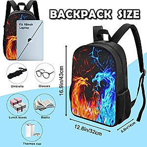 LEOPOM Fire Dragon Laptop Backpack Lightweight Large School Flame Bookbags - 17 inch
