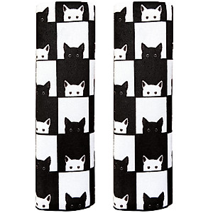 2Pcs Car Seat Belt Cover for Adults Kids,Car Seat Strap Covers,Car Seat Strap Pads,Soft Comfort Car Seat Belt Pillow Cushion,Universal Car Seat Belt Shoulder Strap Pad Covers (Black and White Cats)
