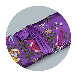 SOFEA Oriental Silk Jewellery Roll Wrap Jewelry Pouch Organizer Travel Storage Case