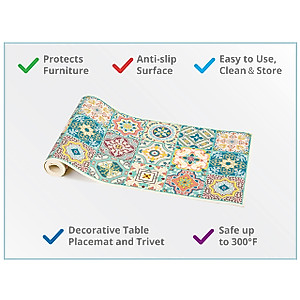 Heat Resistant Table Runner Trivet 39 x 12 Inch Protects Dining Table and Countertop from Heat and Scratch. Unique Design by an European Artist. Venetian Beauty 7271