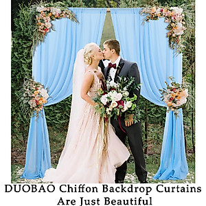 DUOBAO Chiffon Backdrop Curtain 5FTx10FT Royal Blue Chiffon Fabric Drapes for Wedding Ceremony Chiffon Voile Curtains 2 Panels 29"x120" Photography Backdrop Drapes (29''x120''x2pcs, Royal Blue)