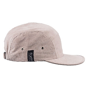 FLVFF 5 Panel Hat for Men Women Flat Brim Baseball Cap Urban Street Camper Hats (F1) (Beige Corduroy)