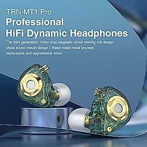 FEDAI TRN MT1 PRO in Ear Monitor Earbuds, 10mm Composite Dual Magnetic Dynamic Earphones Sport Earbuds in Ear Earphones Sport Noise Cancelling Hearphone with Detachable C Pin Cable(No mic, Black)