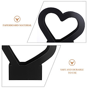 NUOBESTY Bouquet Flower Boxes 2Pcs Flower Box Heart Shaped Flower Bouquet Gift Packaging Boxes with Handle Flower Arrangement Basket Craft Paper Gift Bags Black Handheld Floral Basket