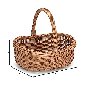 Prestige Wicker Willow Basket with Handle, Natural, 43x36x35 cm