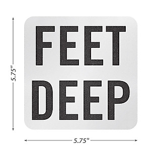 SmartSign “Feet Deep” Adhesive Pool Depth Marker/Sign, 4" Letter Height, 20 mil Laminated Vinyl with Anti-Skid Pebbled Surface, 5.75" x 5.75", Black and White, Made in USA
