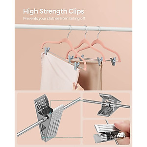SONGMICS 50 Velvet Coat Hangers Bundle with 30 Skirt Hangers, Space-Saving Closet Organization, Swivel Hooks, for Shirts, Pants, Skirts, Light Pink UCRF21PK50 and UCRF12PK30
