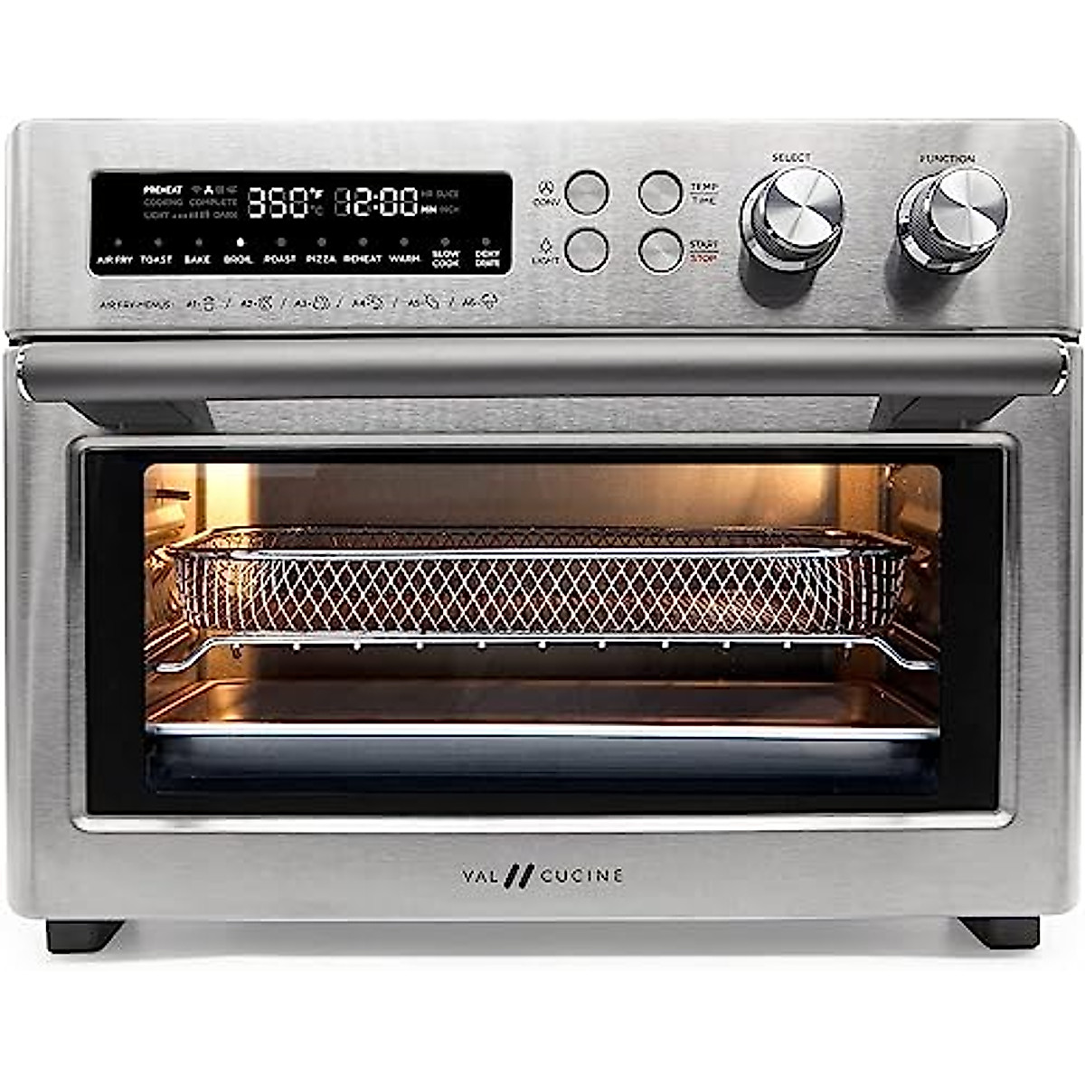 VAL CUCINE 26.3 QT/25 L Extra-Large Smart Air Fryer Toaster Oven, 10-in-1 Convection Countertop Oven Combination (Brushed Stainless Steel Finish)