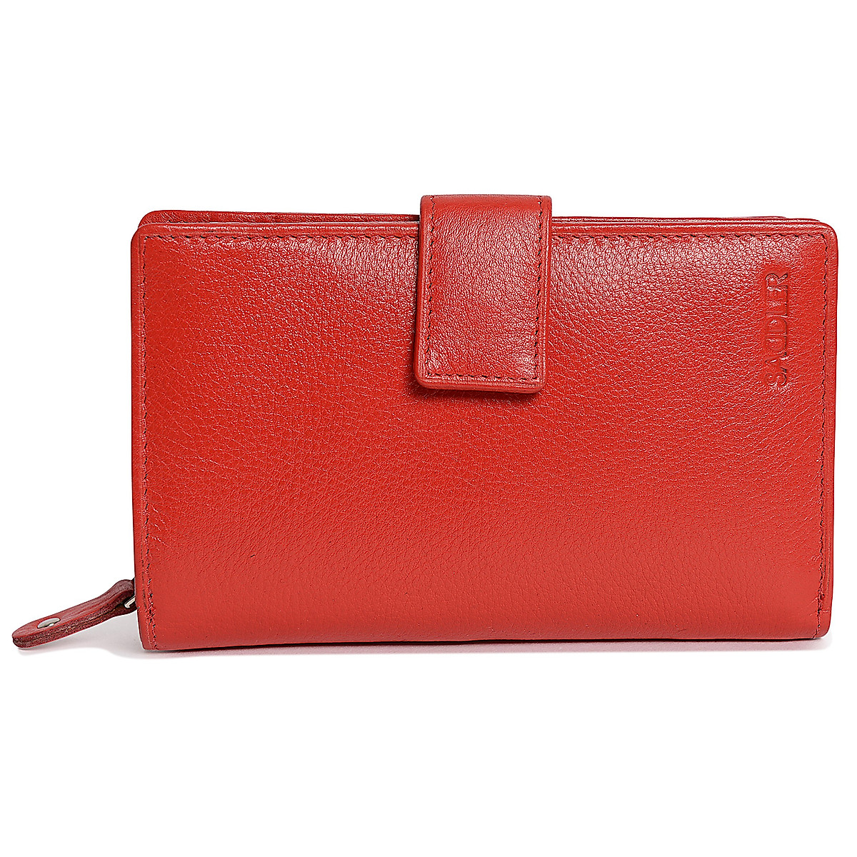 SADDLER Womens Luxurious Leather Bifold RFID Wallet Clutch Zipper Purse| Designer High Capacity Credit Card Holder with Large Zipper Coin Purse for Ladies | Gift Boxed - Red