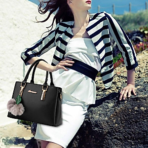 YOUNXSL Women Satchel Bags Handle Shoulder Handbags and Purses Pockets Zipper PU Leather Crossbody Bags Light Blue