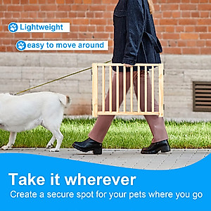 YOCAN Freestanding Wooden Dog Gates -Foldable Pet Gate Indoor Dog Fence, Dog Gate for Doorways, House, Stairs, Halls-5 Panel 16.9"