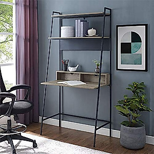 Walker Edison Freya Urban Industrial Ladder Desk with Metal Magnet Board, 36 Inch, Grey Wash