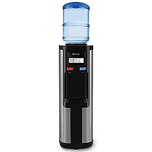 COSVALVE Water Dispenser 5 Gallon Top Loading Hot and Cold Water Stainless Body Compression Refrigeration with Child Safety Lock for Home Office Use