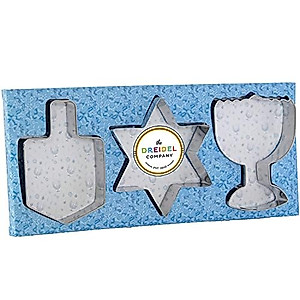 Stainless Steel Hanukkah Cookie Cutters, Three Hanukkah Menorah, Dreidel, Star Shaped Cookie Cutters
