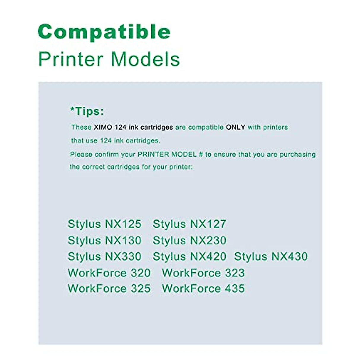 XIMO Remanufactured Ink Cartridge Replacement for Epson 124 T124 to Use with Workforce 435 320 323 325 Stylus NX420 NX430 NX230 NX330 NX125 NX127 NX130 Printer 5-Pack(2BK 1C 1M 1Y)