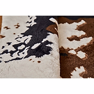 NativeSkins Faux Cowhide Rug (4.6ft x 5.2ft) - Cow Print Area Rug for a Western Boho Decor - Synthetic, Cruelty-Free Animal Hide Carpet with No-Slip Backing, Cow Print Rug