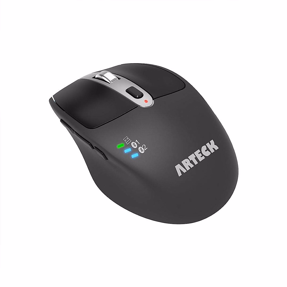 Arteck Wireless Bluetooth Mouse with Nano USB Receiver, Black, 4-Month Battery Life, Ergonomic Design