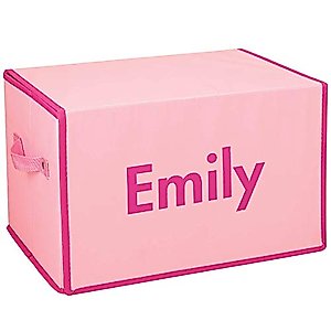 Fox Valley Traders Personalized Foldover Toy Box with Play Mat, Pink Castle