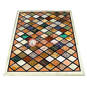 Marble Dining Center Table Top Mosaic Inlay Outdoor Furniture Decorative | 60"x36" Inches