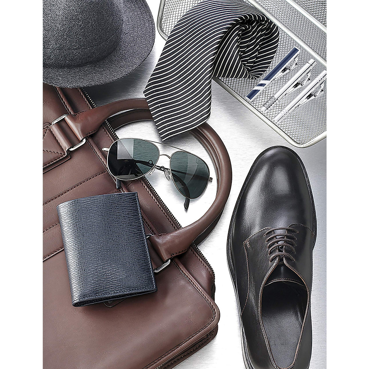 Jstyle 12 Pcs Tie Clips for Men, Classic Tie Bar Clip Set for Regular Ties Necktie Tie Bar Pinch Clips, Wedding Metting Business Tie Pin Clips with Luxury Box Gift