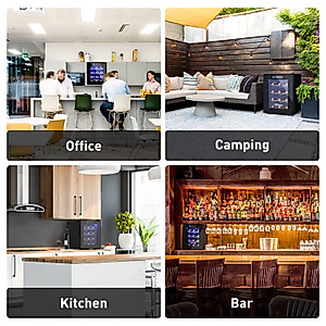 IsEasy 12 Bottles Wine Cooler Refrigerator 46℉-66℉ Temperature Mini Wine Fridge with Double-Layer Tempered Glass Door Wine Cellar for Red Wine, Champagne for Home, Kitchen, or Office