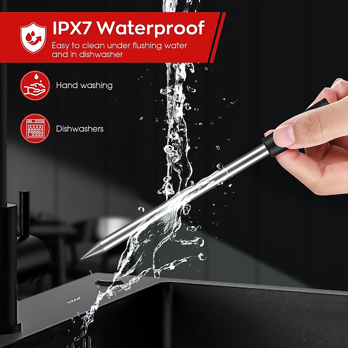 Wireless Meat Thermometer, Digital Food Thermometer for Cooking and Grilling, 360 ft Bluetooth Smart Meat Thermometer, for Oven Safe, Kitchen, Smoker, Sous Vide, iOS & Android App Compatible