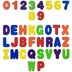 BabyBibi 36 PCS Stick-On Foam Bath Letters and Numbers - Non-Toxic, BPA Free, No Mold Bath Tub Toys - Colorful, Educational, Fun ABC Bath Toys for Toddlers & Babies