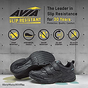Avia Avi-Union II Strap Non Slip Shoes for Men, Hook and Loop Mens Walking Shoes with Memory Foam - Black/Dark Grey, 10.5 Wide