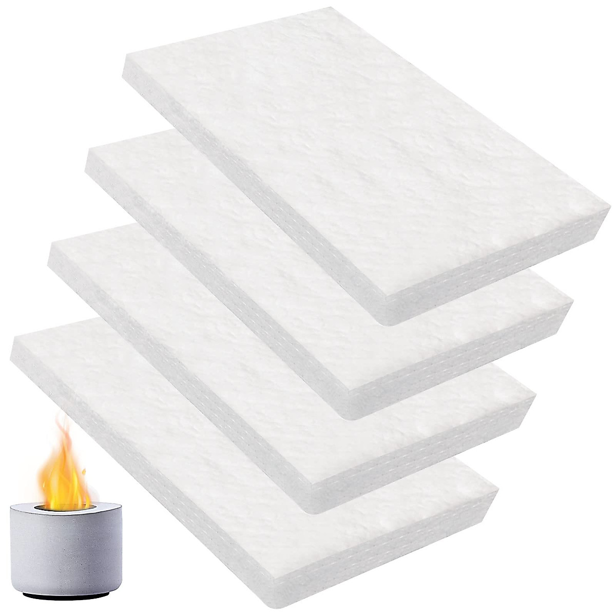 4 Pcs Ceramic Wool Wick Sponge for Extend Fire Life, Ceramic Wool Wick Sponge for Tabletop Fire Pit Bowl, Ceramic Fiber Insulation for Ethanol Tabletop Fires, 12 x 8 x 1 Inches