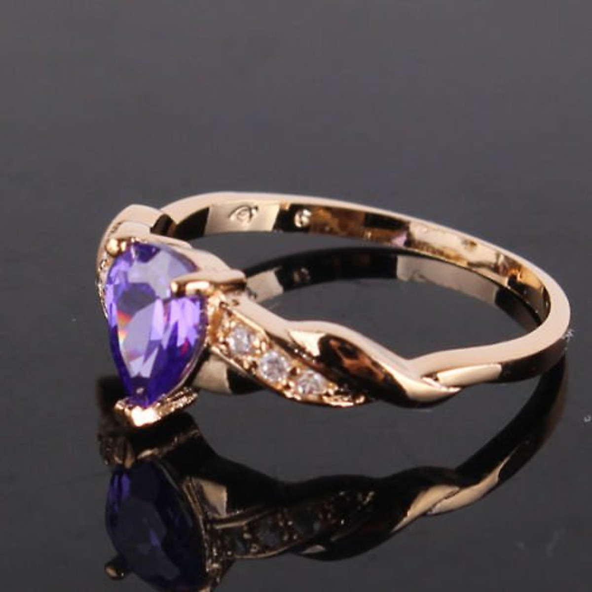Promsup Sz5-9/J-R Amethyst Purple Gemstone Pear Cut Yellow Gold Filled Women Lady Rings (7)