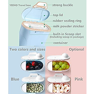 YEEHO Travel Infant Formula Dispenser Box with Scoop, Portable Baby Dry Milk Powder Food Container with Spoon Airtight Storage Easy go Parents Choice Sealed Small Case,Blue
