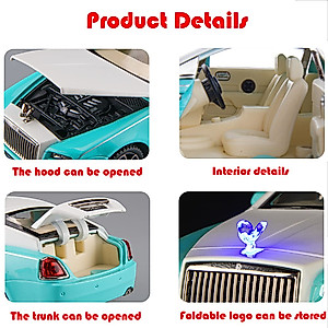 Alloy Collectible Blue Rolls Royce Wraith Toy Pull Back Vehicles Diecast Model Car with Light and Sound
