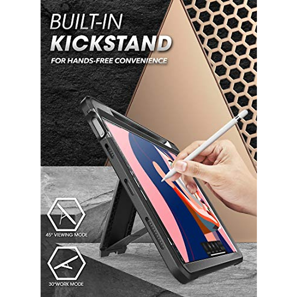 SUPCASE Unicorn Beetle Pro Series Case Designed for iPad Air 5 (2022) / iPad Air 4 (2020) 10.9 Inch, with Pencil Holder & Built-in Screen Protector Full-Body Rugged Heavy Duty Case (Black)