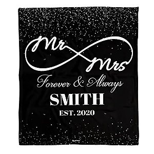TOYSHEA Personalized Throw Blanket Mr Mrs Forever Always Custom Blanket Couple for Family Husband Wife Gifts Wedding Anniversary Valentine's Day Birthday Christmas