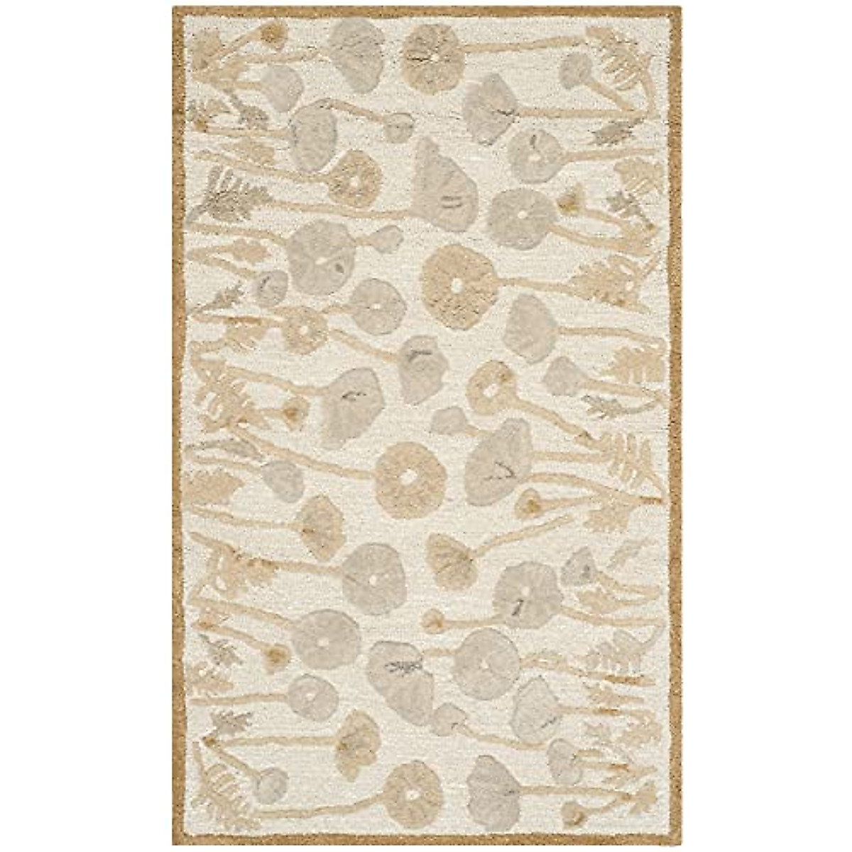 MARTHA STEWART by SAFAVIEH Collection 2'6" x 4'3" Nutshell/Brown MSR3627C Handmade Poppy Glossary Wool & Viscose Accent Rug