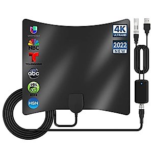 TV Antenna, 2023 Newest HDTV Indoor Digital TV Antenna 450 Miles Range with Amplifier Signal Booster 4K HD Free Local Channels Support All Television -15ft High Performance Coax Cable