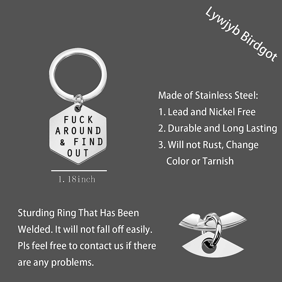 Lywjyb Birdgot Fuck Around and Find Out Funny Feminist Revolution Keychain Justice Resist Gift Steel colored key chain(Fuck Around & Find Out ky)