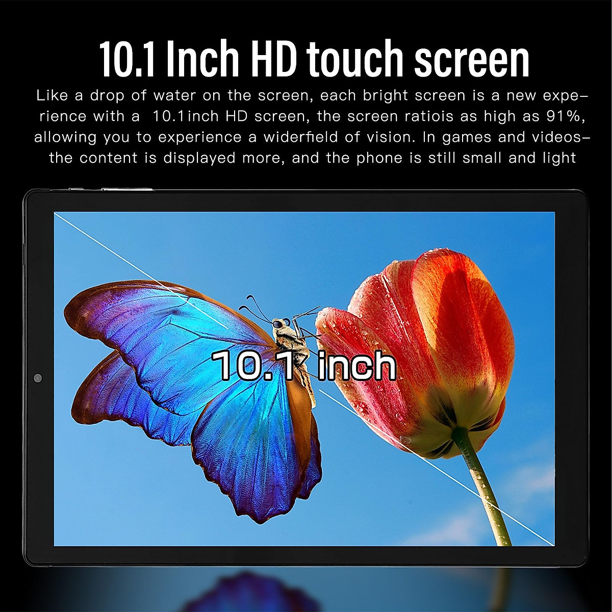 10.1 Inch Tablet, 6GB RAM, 128GB ROM, Deca Core, 5G WiFi, 2 in 1 Tablet with Earphones, Keyboard, Mouse for Android 12 (US Plug)